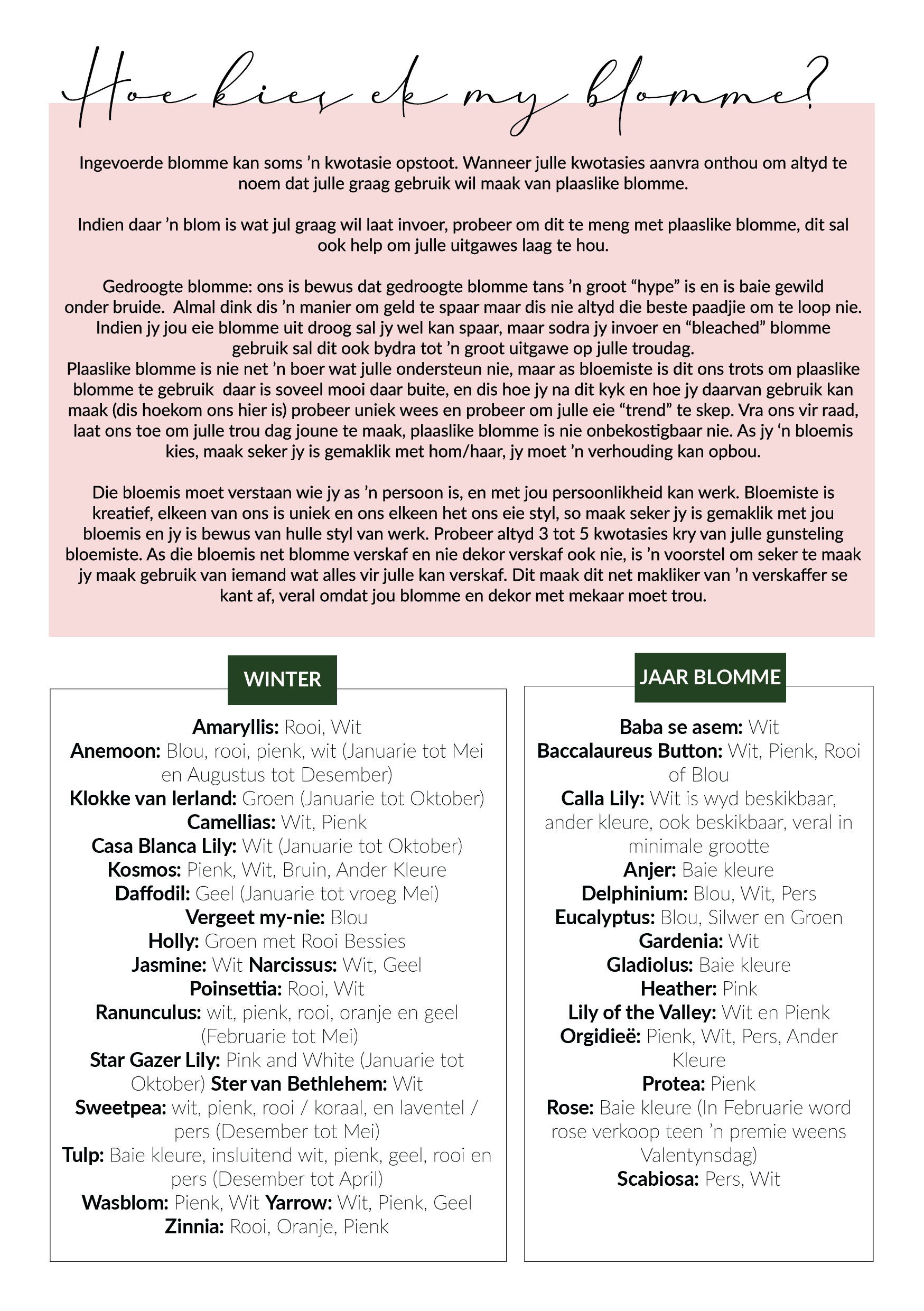 Hoe kies ek my blomme | Trou Idees
