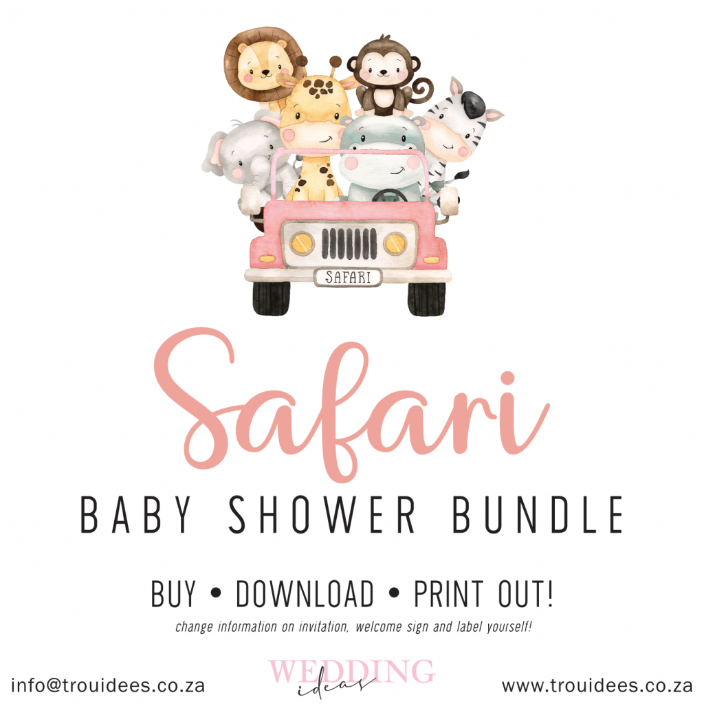 Safari (Girl) Baby Shower Stationery | Trou Idees