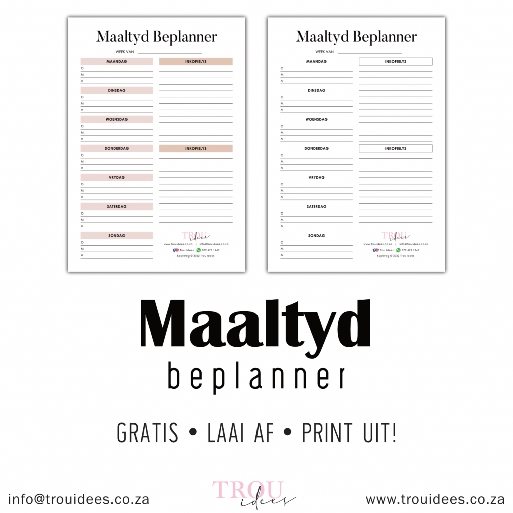 Maaltyd beplanner – Trou Idees