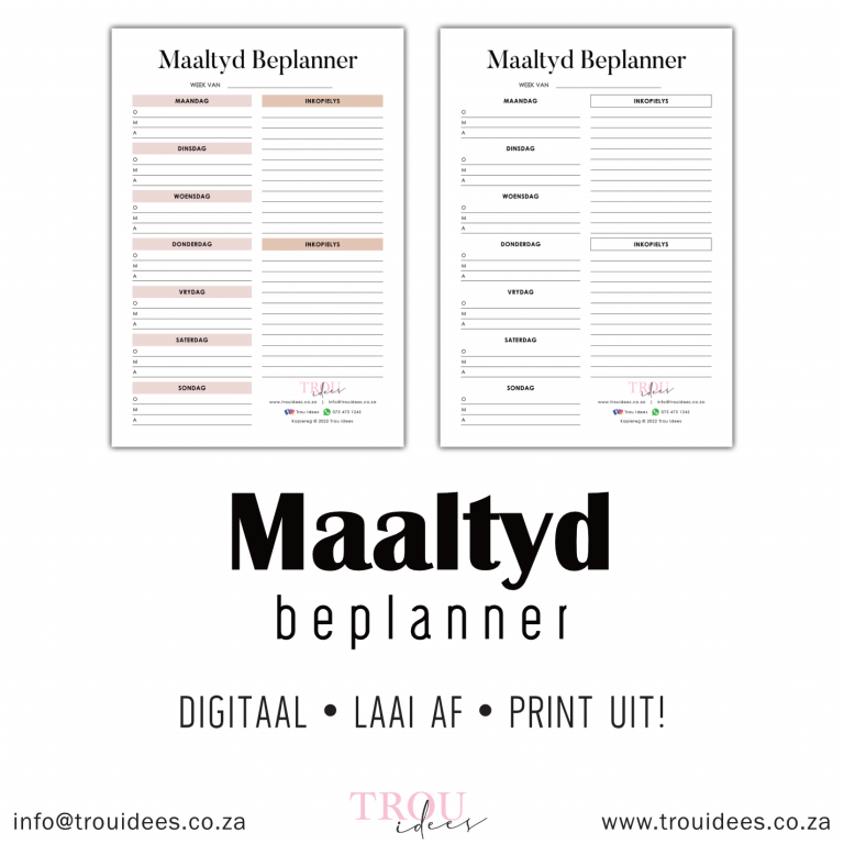 Maaltyd beplanner | Trou Idees