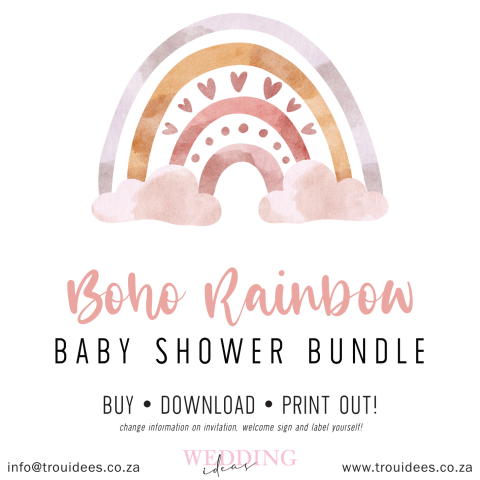 Boho Rainbow (Girl) Baby Shower Stationery | Trou Idees