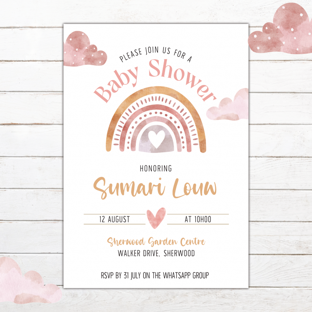 Boho Rainbow (Girl) Baby Shower Stationery | Trou Idees